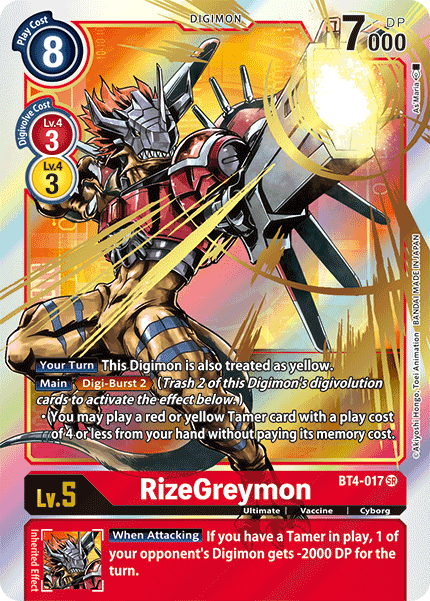 RizeGreymon (Alternate Art) - Great Legend - Super Rare - BT4-017 SR – MEXPLAY