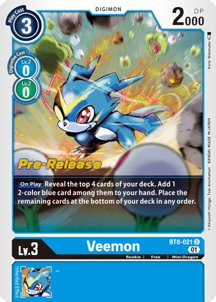 Veemon - New Awakening Pre-Release Cards - Uncommon - BT8-021 U – MEXPLAY