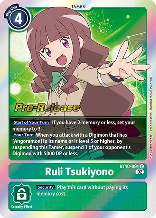 Ruli Tsukiyono - Xros Encounter Pre-Release Cards - Rare - BT10-091 R – MEXPLAY