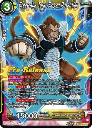 Great Ape Tora, Saiyan Potential - Dawn of the Z-Legends Pre-Release C ...