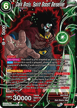 Dark Broly, Spirit Boost Berserker - Cross Spirits - Starter Rare - SD ...